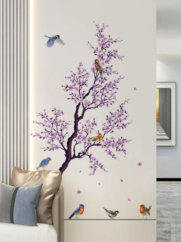 Sticker Perete Copac Inflorit 90x110cm