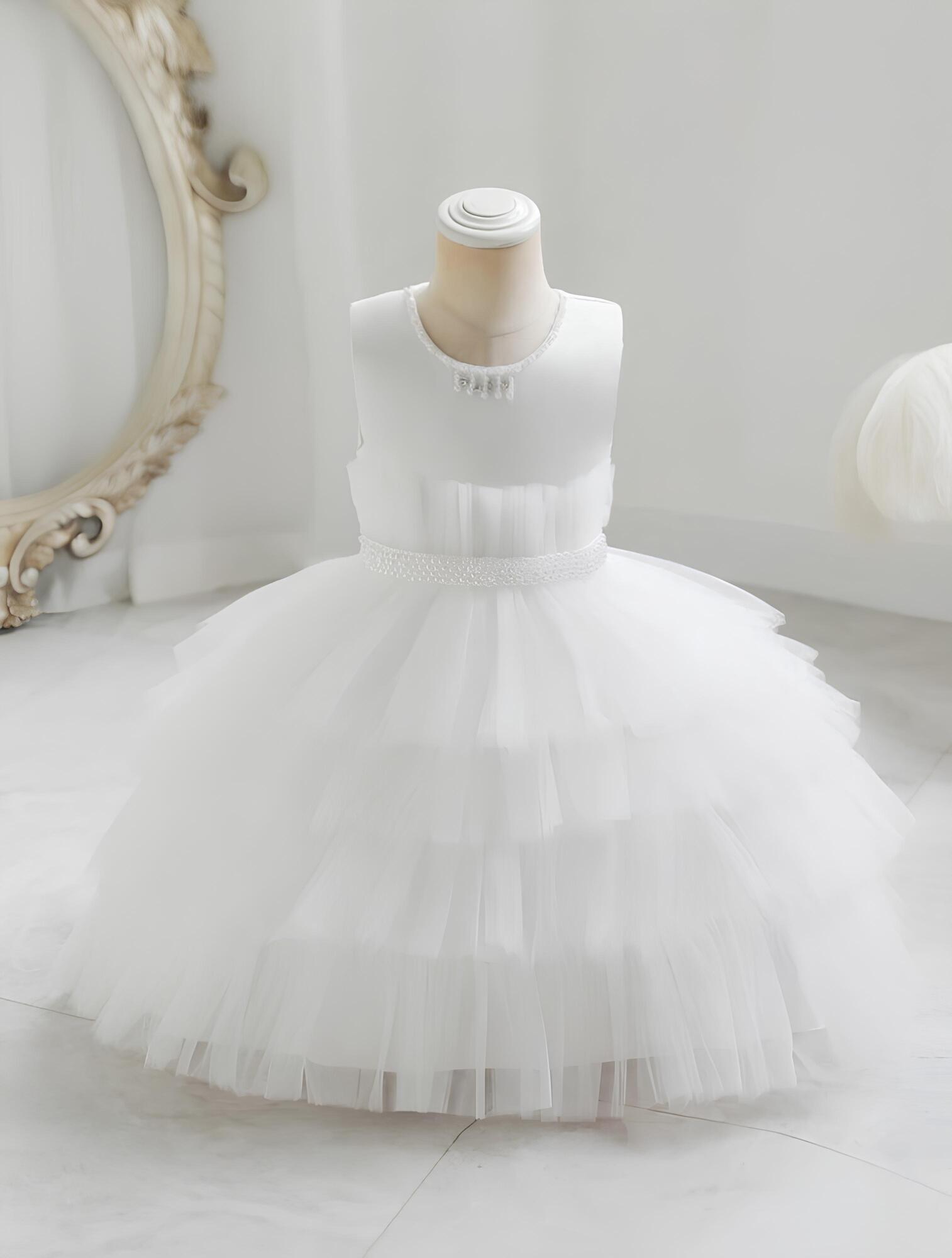 Camera Copilului :: Costume Disney Copii :: Rochie Alba de Vara cu Tul si Perle