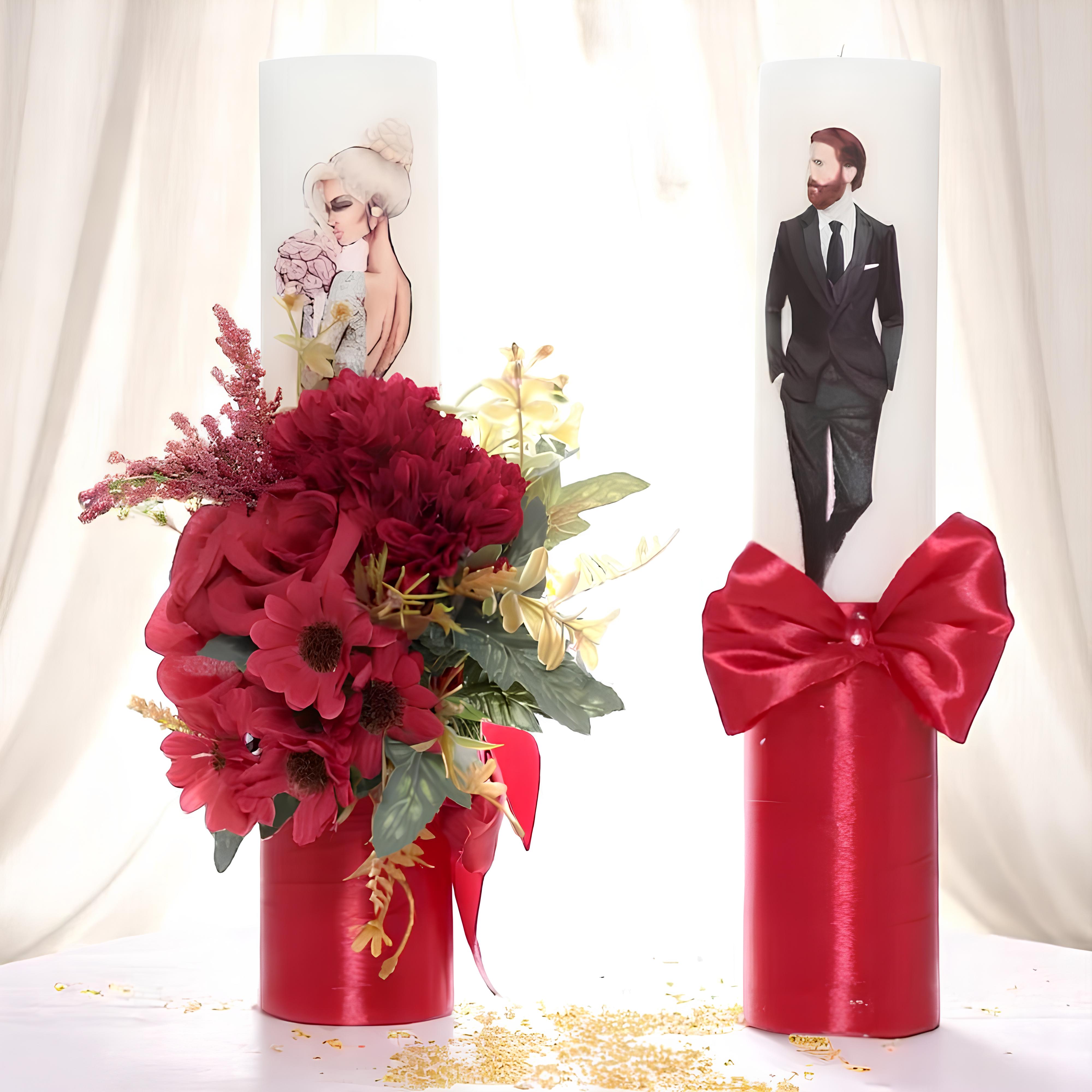 Evenimente :: Articole Nunta :: Lumanari Nunta :: Set 2 Lumanari pentru Nunta cu flori ...