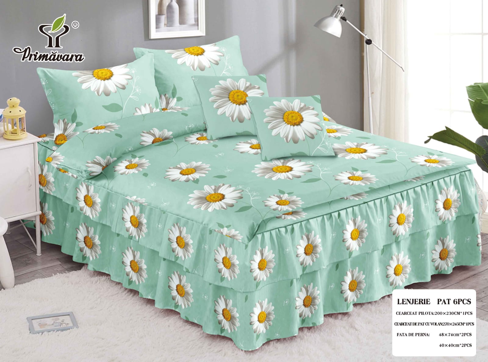 Textile si Covoare :: Lenjerie de Lux cu Volanase pentru pat dublu din ...