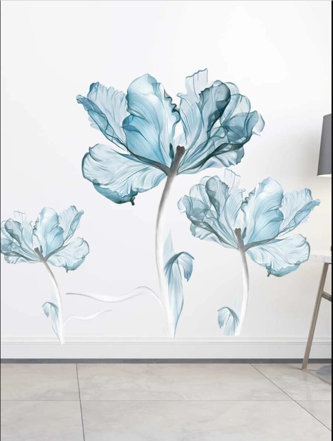 Sticker Perete Flori Albastre 82x100cm