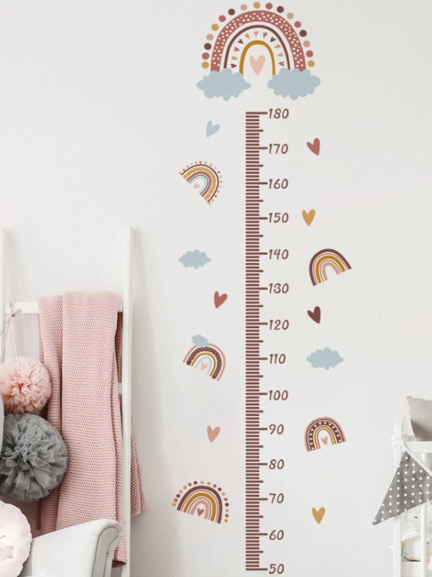 Sticker Perete cu Centimetru pentru Copii - Inimioare